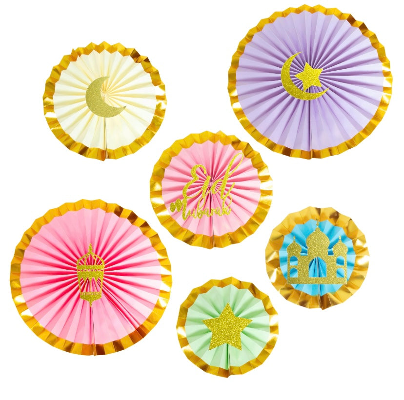Eid Mubarak Paper fans - Pastel – ElegantlySunnah